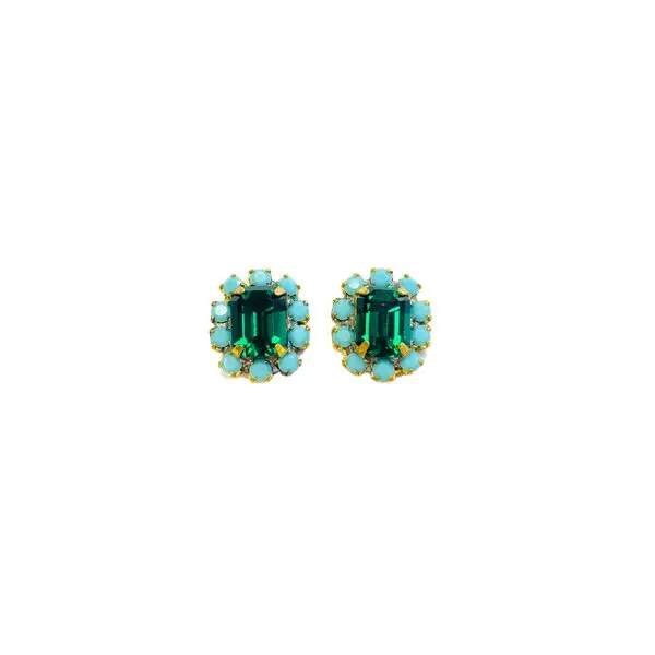 THE PINK REEF Stud Earrings With Crystal And Stone - Green