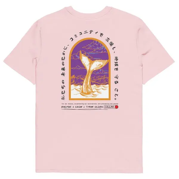 ANCHOR & CREW Cotton Think Ocean Eight Japan Gurafiku Organic Cotton T-shirt - Pink
