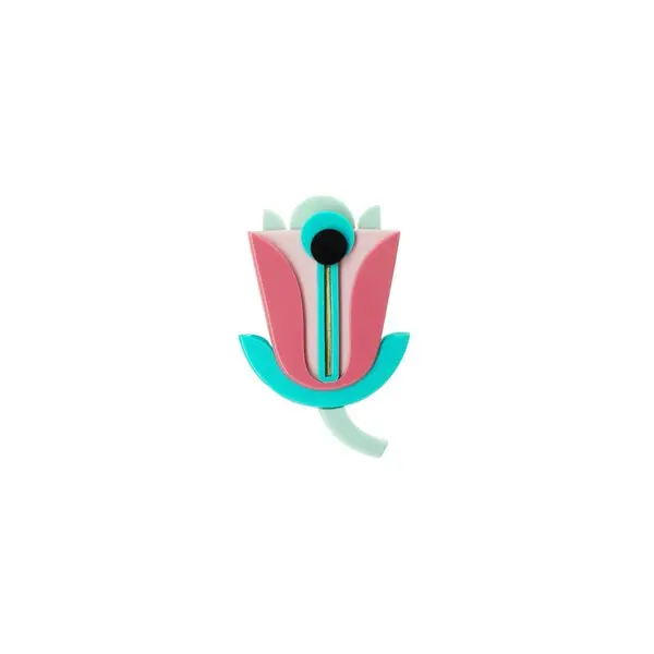 GISSA BICALHO Iolanda Acrylic Brooch - Green/pink