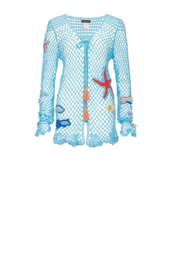 ANDREEVA Aqua Marine Handmade Crochet Top-cover Up - Blue
