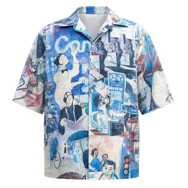 MYSIMPLICATED Short Sleeve Shirt In With Graffiti Design Recycled Fabric
