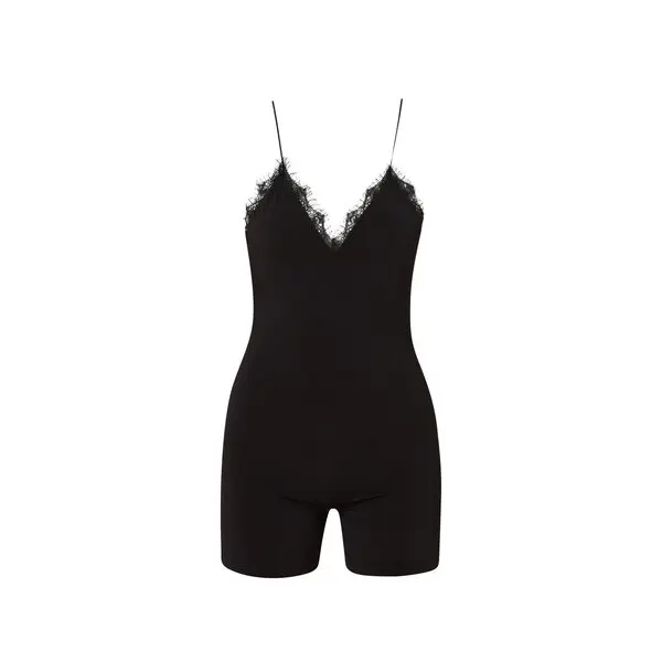 LIA ARAM Lace-trimmed Romper - Black