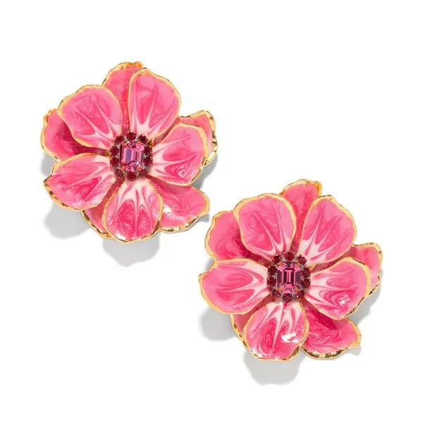THE PINK REEF Floral Stud Earrings - Red