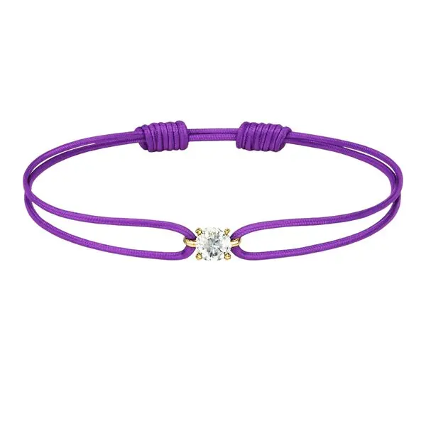 DYAMKA Cord Bracelet With Diamond And Gold Setting - Purple/gold