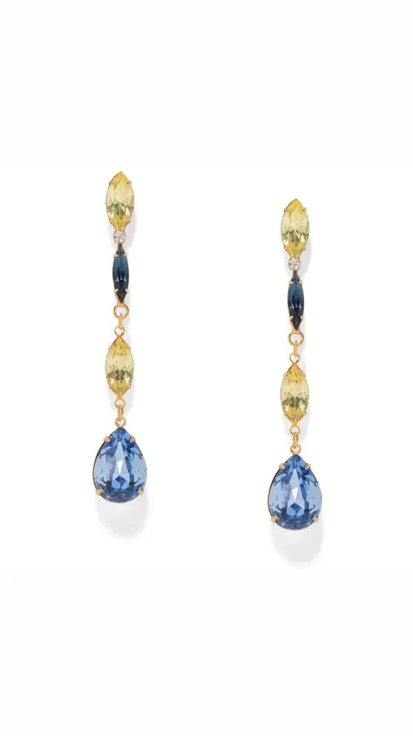 THE PINK REEF Elongated Jewel Drop Earrings - Blue/yellow