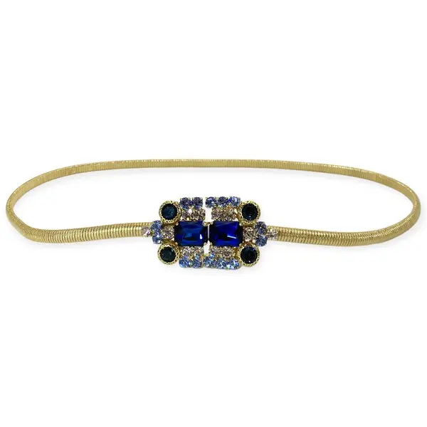 DAMAPREZIOSA Lucrezia Belt With Crystal Buckle - Blue