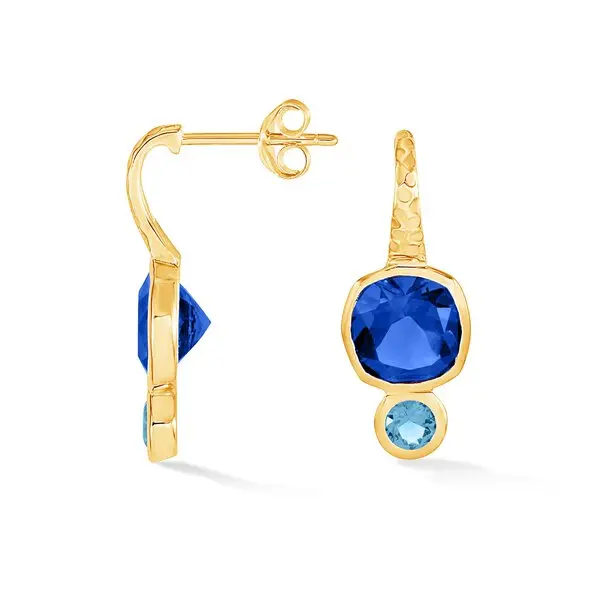 DOWER & HALL Hammered Hoop Earrings In Vermeil With Gemstones - Gold