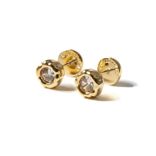 CLASSICHARMS Gold / White Skyler Gold Molten Clear Zircon Stud Earrings - Gold/white