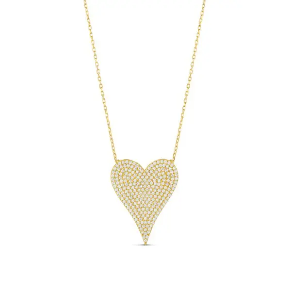 SHYMI Large Pave Heart Necklace - Gold