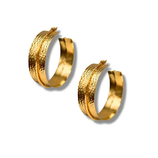 JAREDJAMIN Tribella Textured Hoop Earrings - Gold