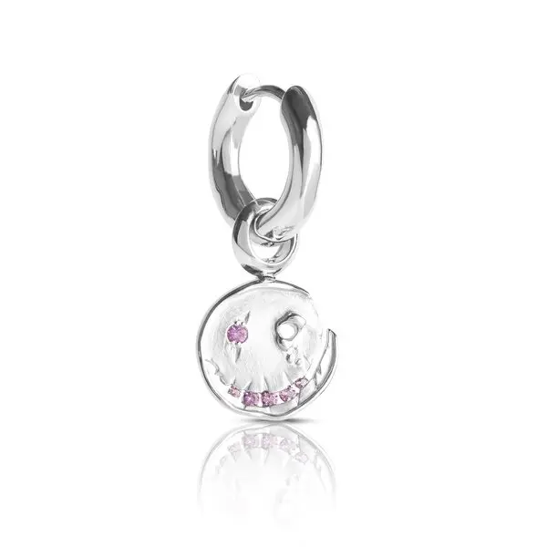 KASUN LONDON Smile Amethyst Hoop Earrings - Silver