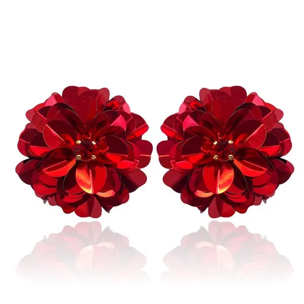 PINAR OZEVLAT Blossom Stud Earrings - Red