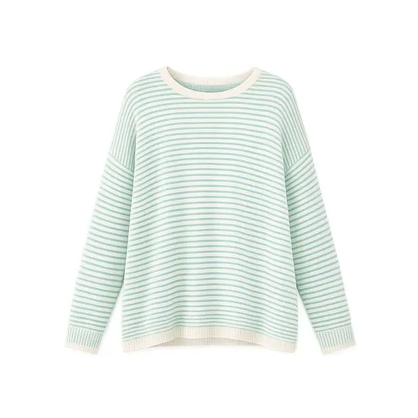 YUMI Sea Knitted Stripe Relaxed Jumper - Green