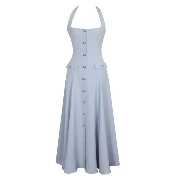 MISS CIRCLE NEW YORK Halterneck A-line Midi Dress - Blue