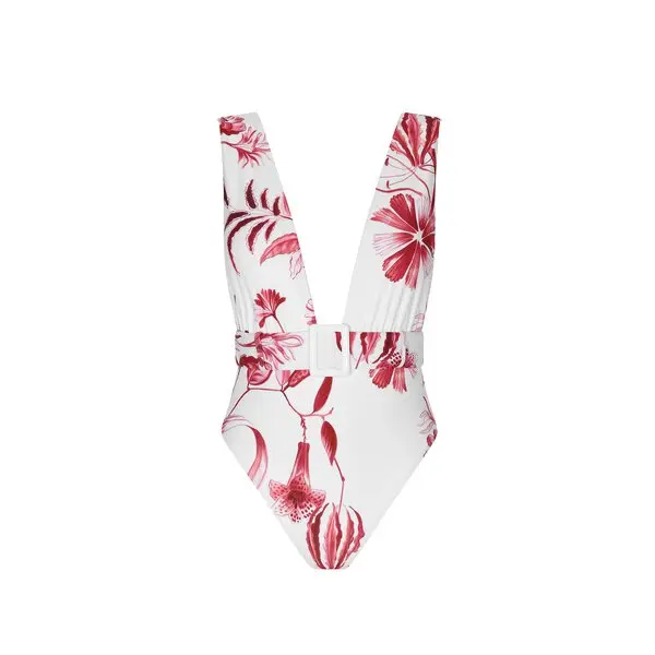 AGUACLARA Deep V Printed One-piece Swimsuit - Red