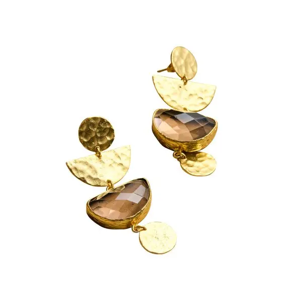 ROZ Rukhs Drop Earrings - Grey/gold