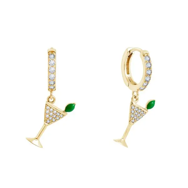 DIAMONBLISS Marilyn Monroe Martini Glass Hoop Earrings - Gold