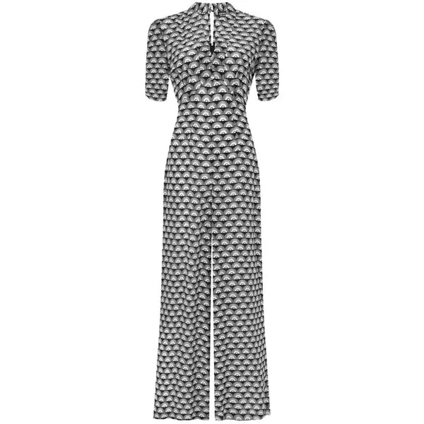 PRETTY ECCENTRIC Alana Fan Print Jumpsuit - Black/white