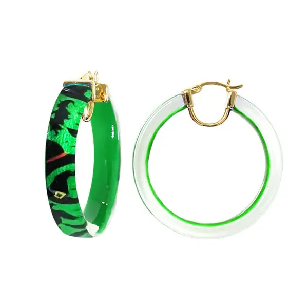 GOLD & HONEY Witches Hoop Earrings - Green