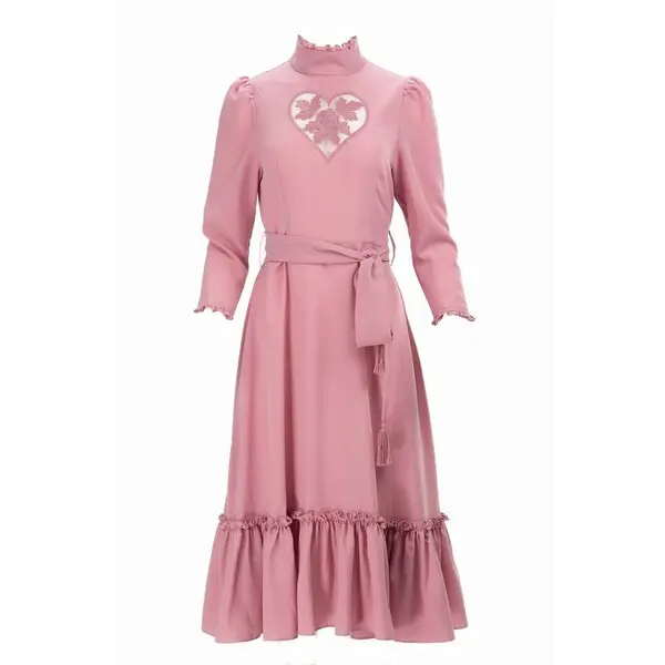 KRISTINIT Long Sleeve Heart Dress