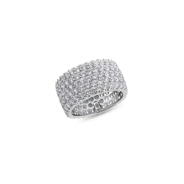 SALLY SKOUFIS Sterling Silver Micro Pave Ring With Cz Diamonds - Silver/white