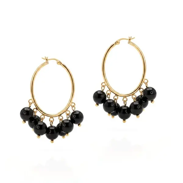 JAREDJAMIN Daniela Hoop Onyx Earrings - Black