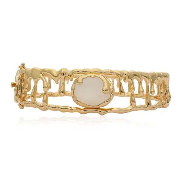 PREETI SANDHU Selena Moonstone Cuff Bracelet - Gold/white