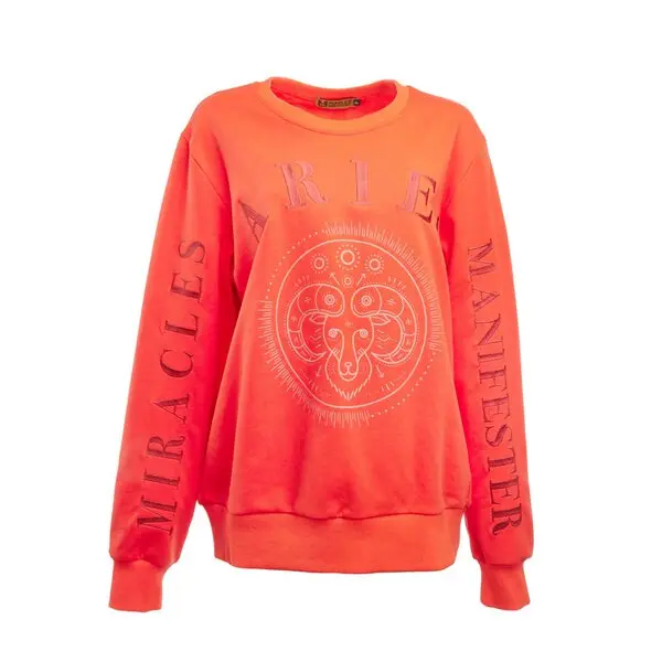 MIRACLES MANIFESTER Oversized Embroidered Aries Sign Sweatshirt