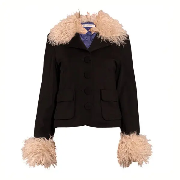 LOVE AND NOSTALGIA Fur Collar Jacket - Black