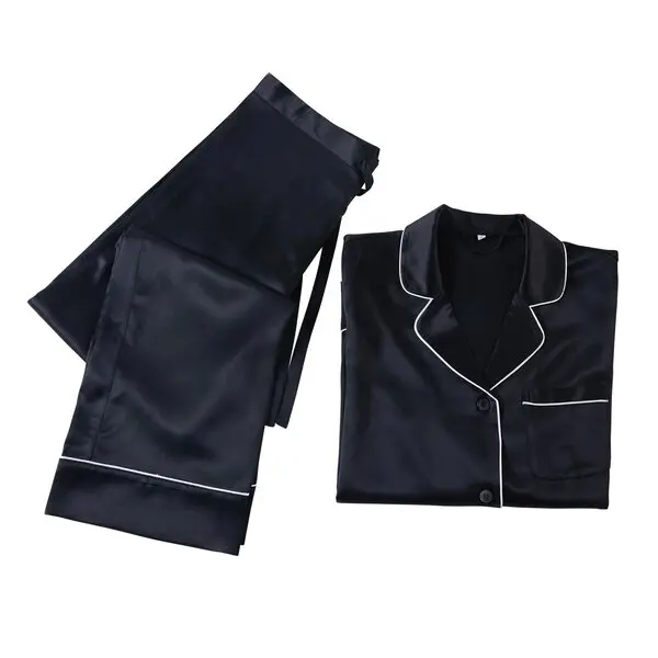 SOFT STROKES SILK Pure Silk Long Sleeve Pyjama Set - Black