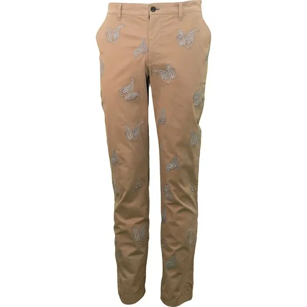 LORDS OF HARLECH Charles Embroidered Paisley Pant - Brown