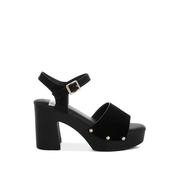 RAG & CO Daniela Suede Platform Sandals - Black