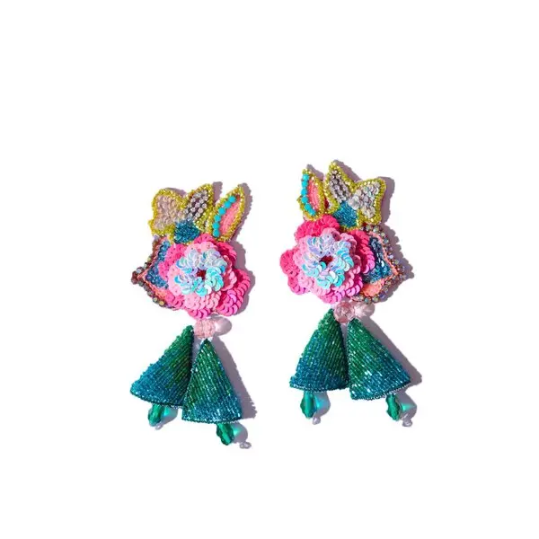 SIMITRI Bouquet Sequin Earrings - Blue/green/pink/yellow