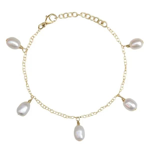 KIRI & BELLE Annalise Pearl Drop Charm Bracelet - Gold