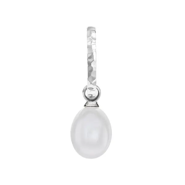 DOWER & HALL Single Timeless Oval Pearl Hoop Earring - Silver