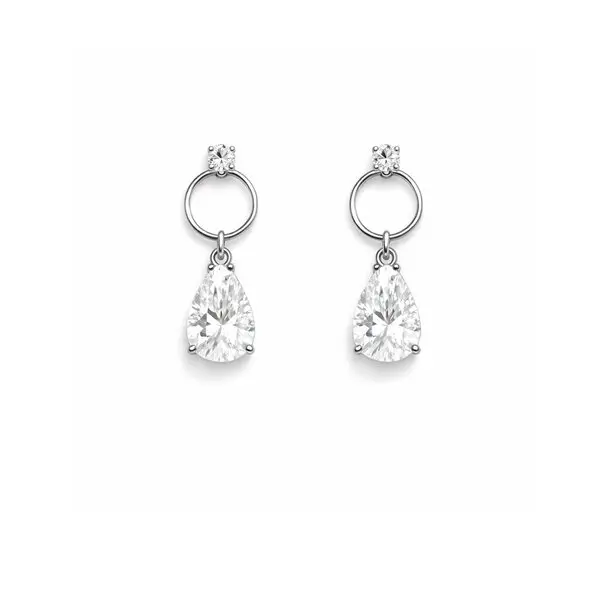 MAISON DE GALA Circle Drop Crystal Earrings - Silver