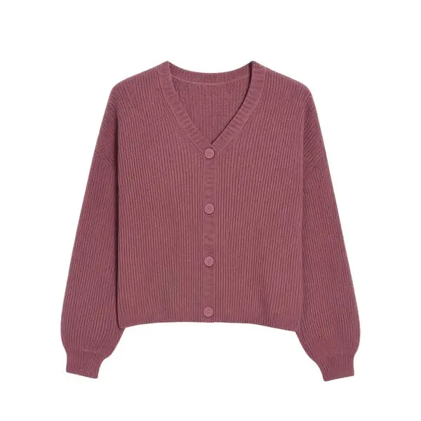 YUMI Marl Knit Cardigan - Purple