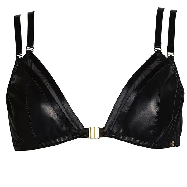 SOMETHING WICKED Mia Leather Soft Cup Triangle Bra - Black