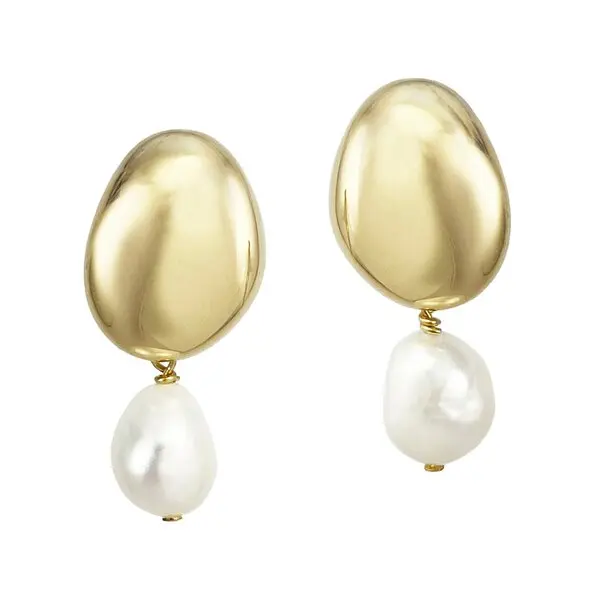 BIKO Galina Pearl Stud Earrings - Gold