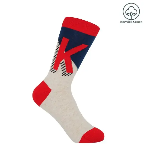 PEPER HAROW - MADE IN ENGLAND Alphabet K Crew Socks - Red