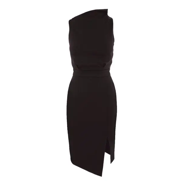AVENUE N°29 Bodycon Midi Dress With Asymmetrical Neckline