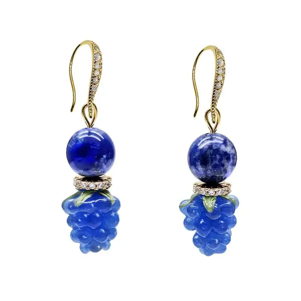 FARRA Lapis Lazuli Raspberry Dangle Earrings - Blue