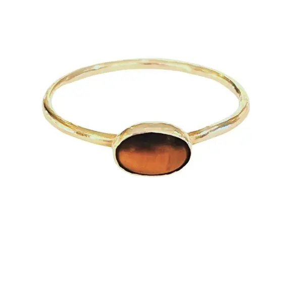 AMY DELSON JEWELRY Tina Tiger Eye Sterling Silver Ring - Brown/silver