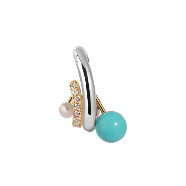 ARTE MADRID Artē Madrid Toggle Convertible Claw Earring With Pearl And Turquoise - Blue