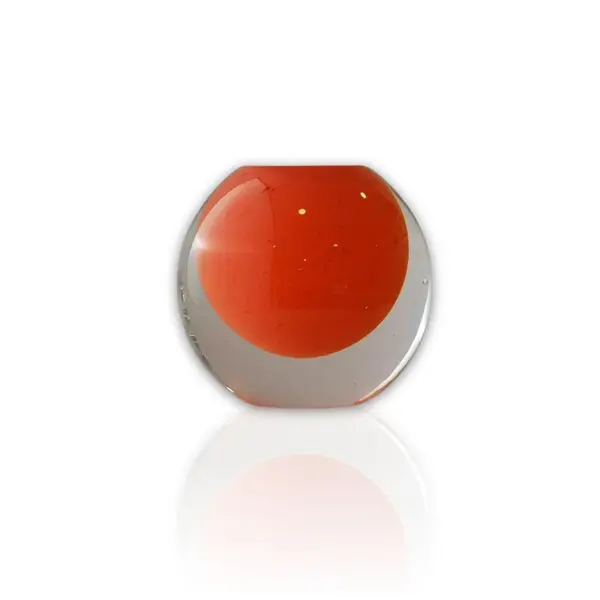 MARLETH Murano Colored Glass Sphere Sculpture, Tangerine Core