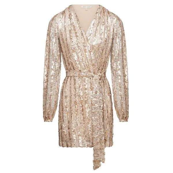 URBAN TOUCH Striped Sequin Wrap Dress
