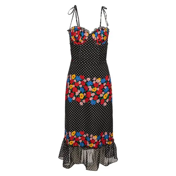 INTROVERTIE VIENNA Forget Me Not Silk Bustier Dress - Black