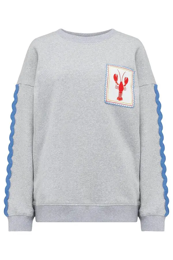SUGARHILL BRIGHTON Eadie Relaxed Lobster Sweatshirt - Grey