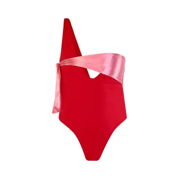 BELLETAGE SWIMWEAR Asymmetrical One-piece Swimsuit - Red