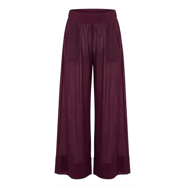 SEROTONE SWIM Swim Cover Up Mesh Palazzo Pant - Red